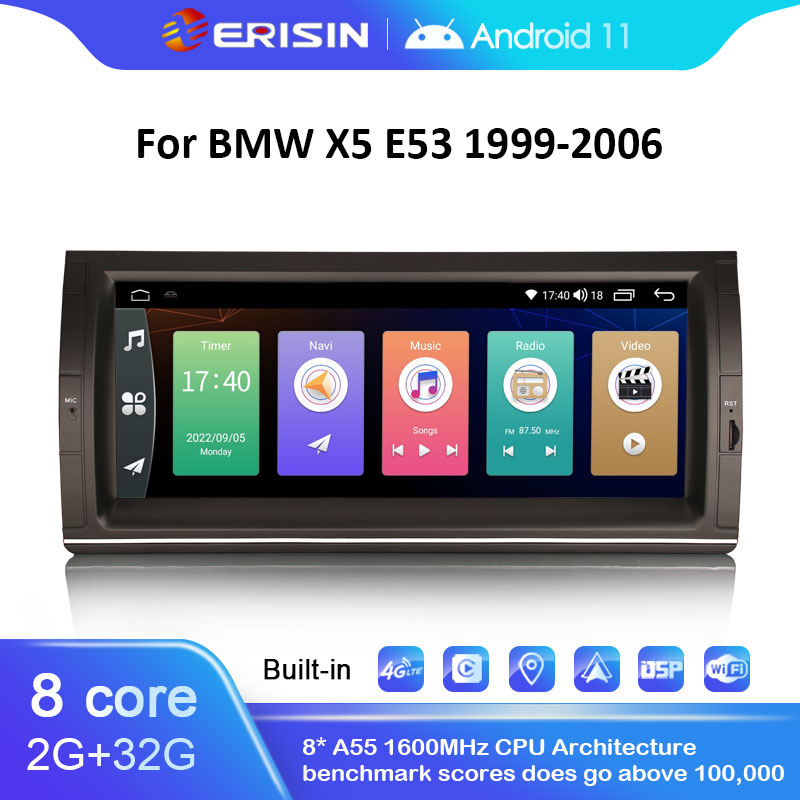 ES4153B 10.25" Octa-Core Android 11.0 Car Multimedia For BMW X5 E53 ...