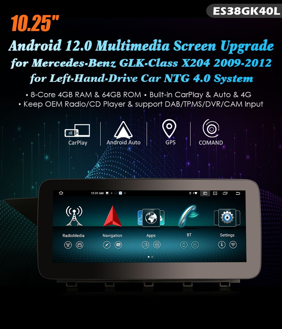 ES38GK40L IPS Android 12 Mercedes Benz GLK-Class X204 NTG 4.0 System ...